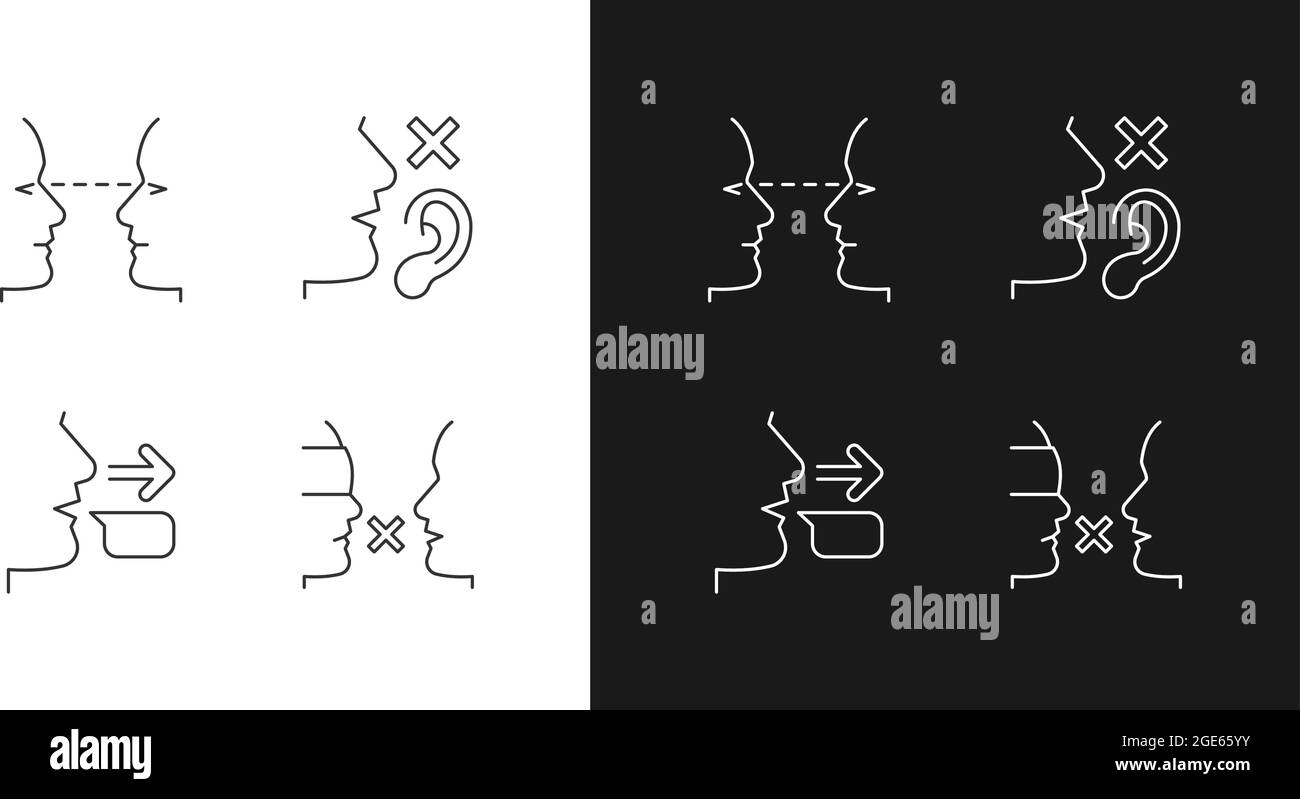 Improve everyday communication linear icons set for dark and light mode ...