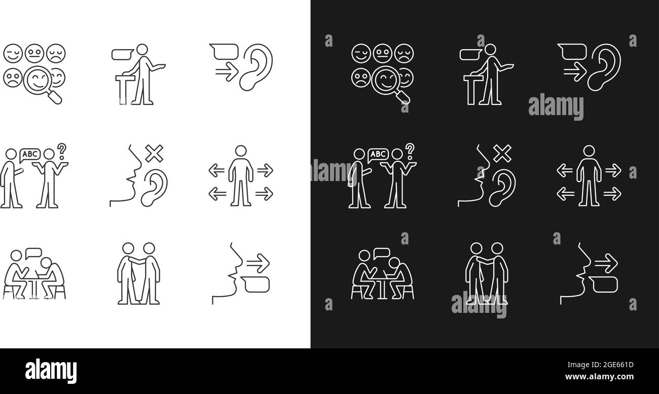 Effective communication linear icons set for dark and light mode Stock ...