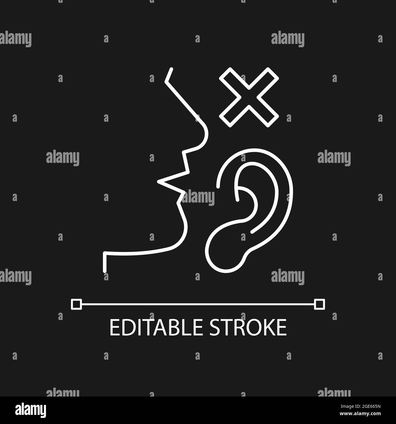 Language disabilities white linear icon for dark theme Stock Vector ...