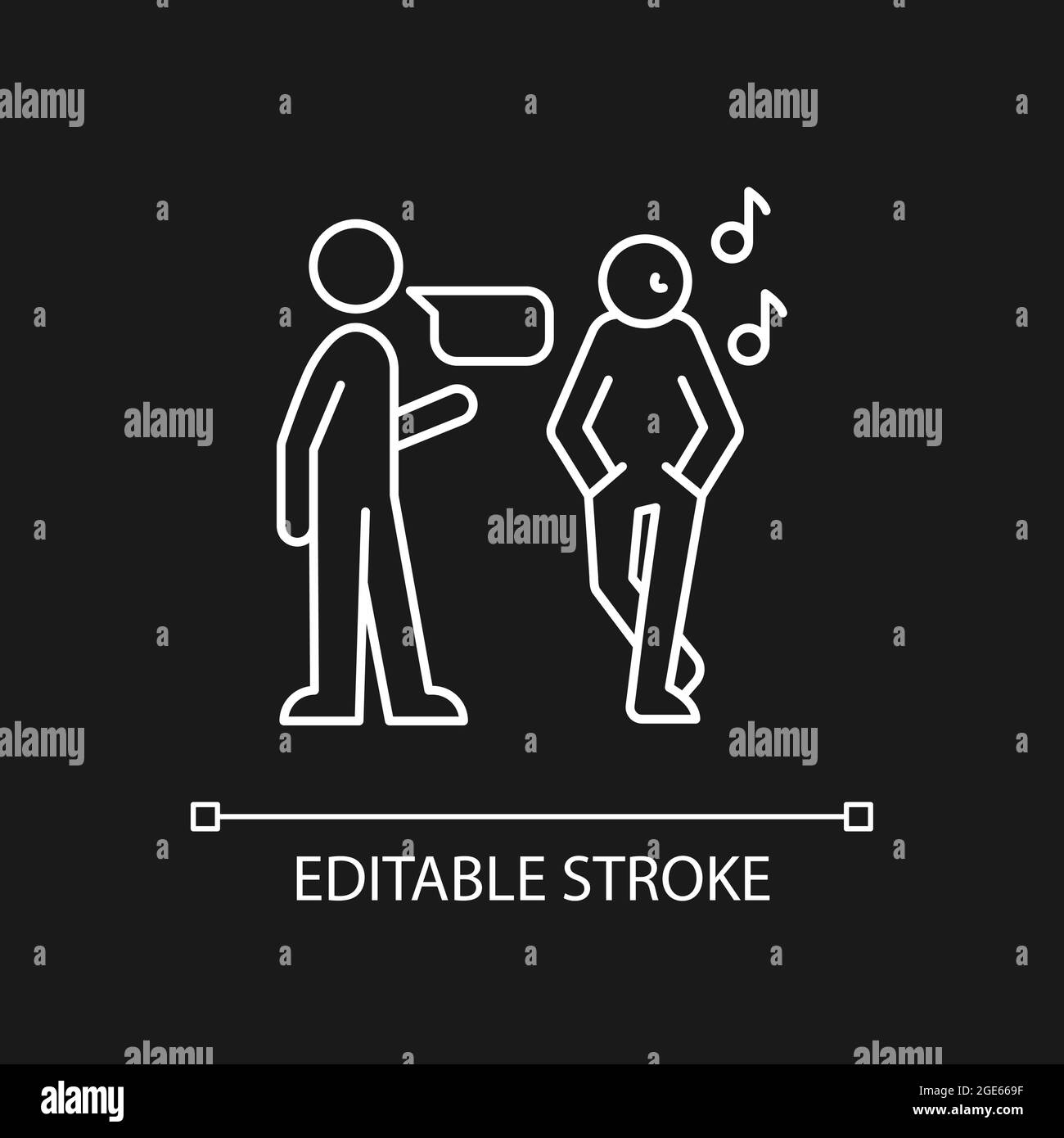 Inattentive listening white linear icon for dark theme Stock Vector ...