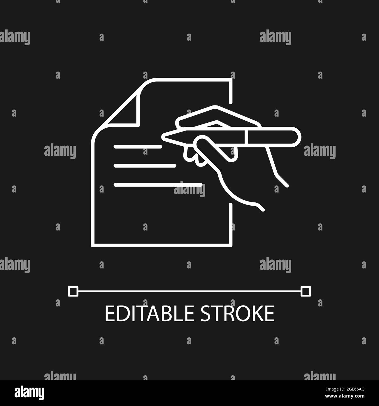 Written communication white linear icon for dark theme Stock Vector ...