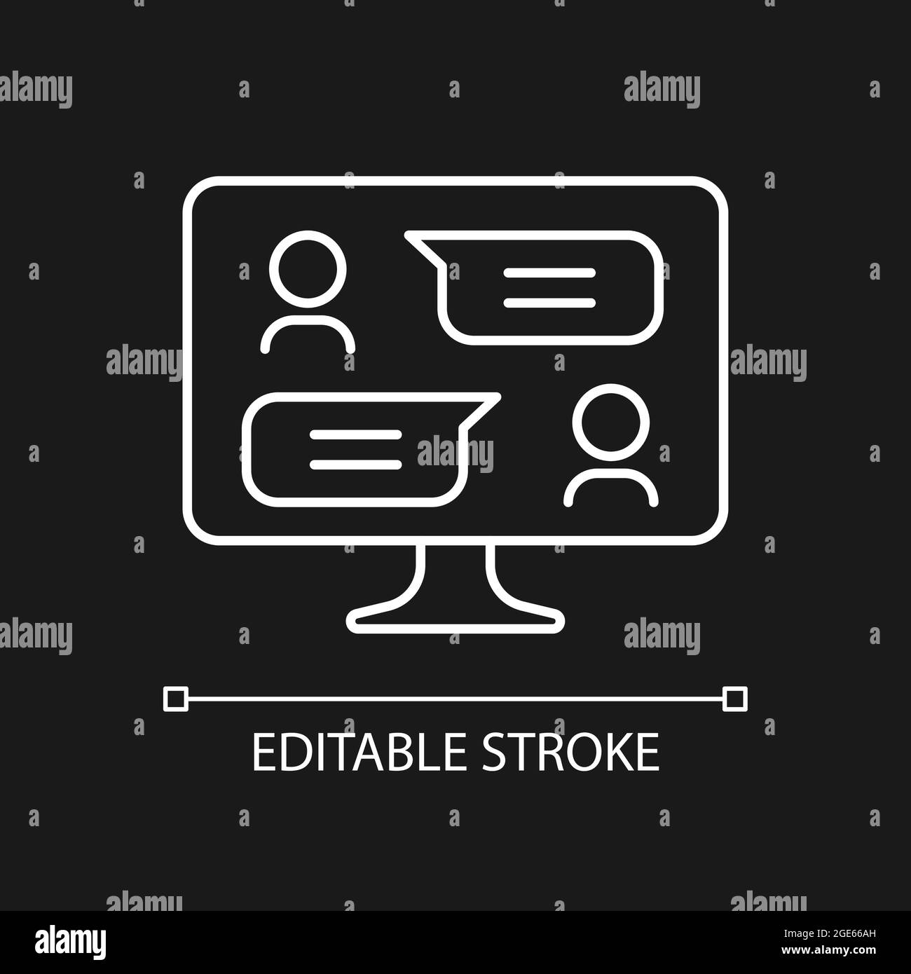 Digital communication channels white linear icon for dark theme Stock ...