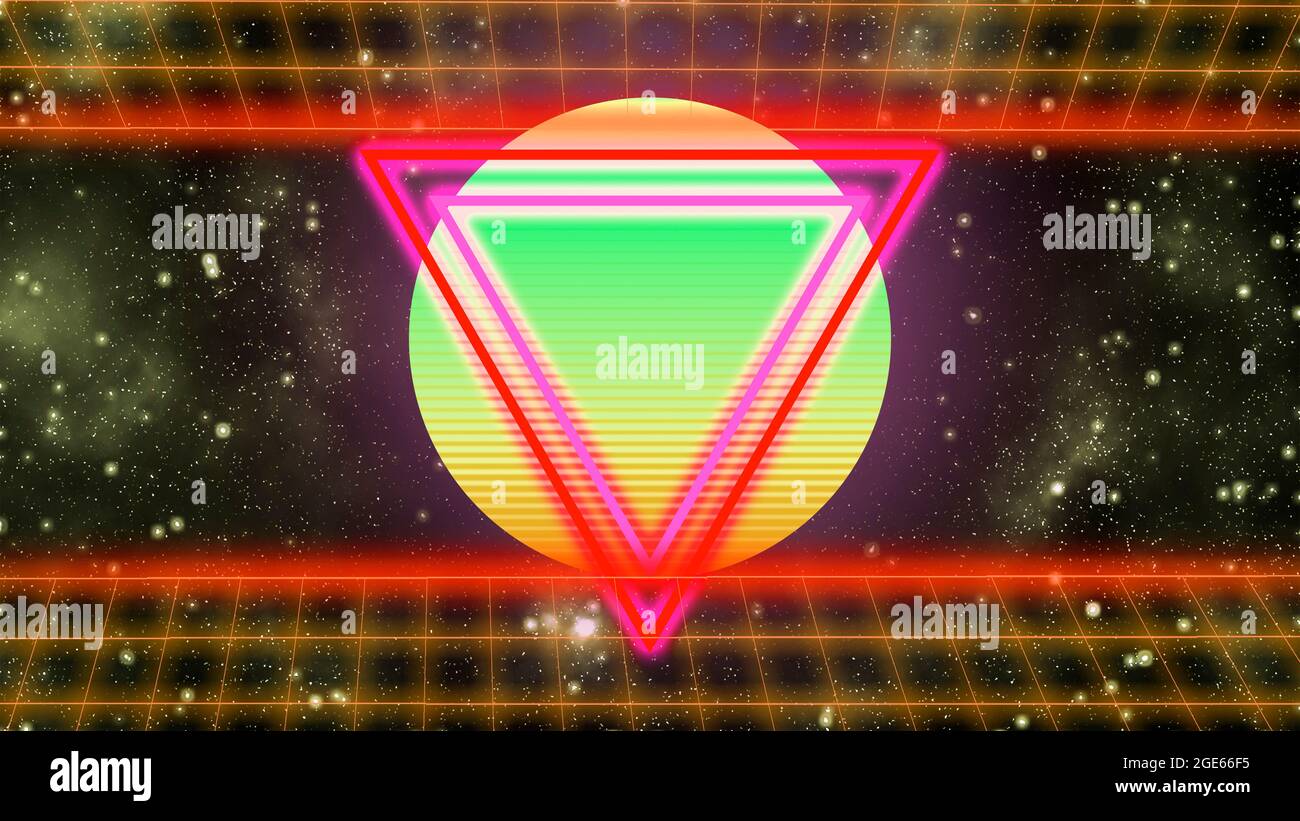 Beautiful colorful 80s banner concept with grid and geometric shapes ...