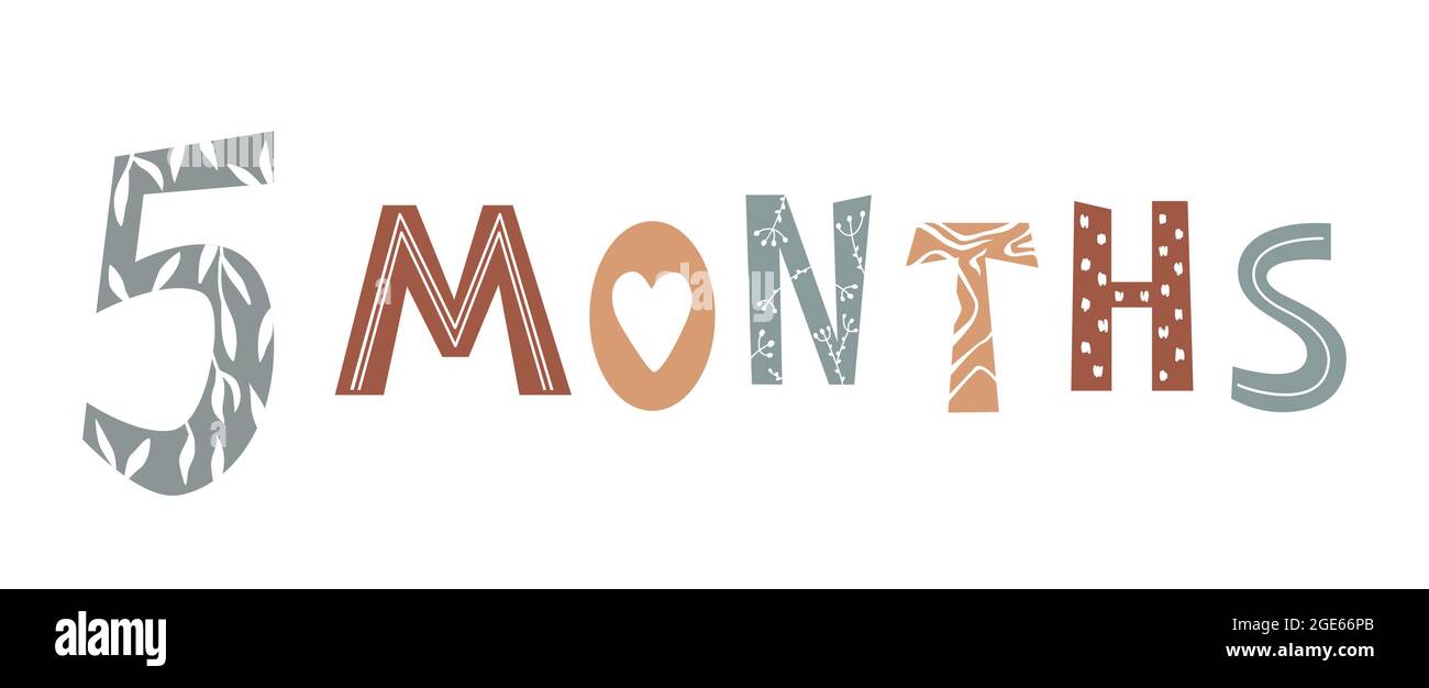 Five month baby lettering in Scandinavian style Stock Vector Image ...