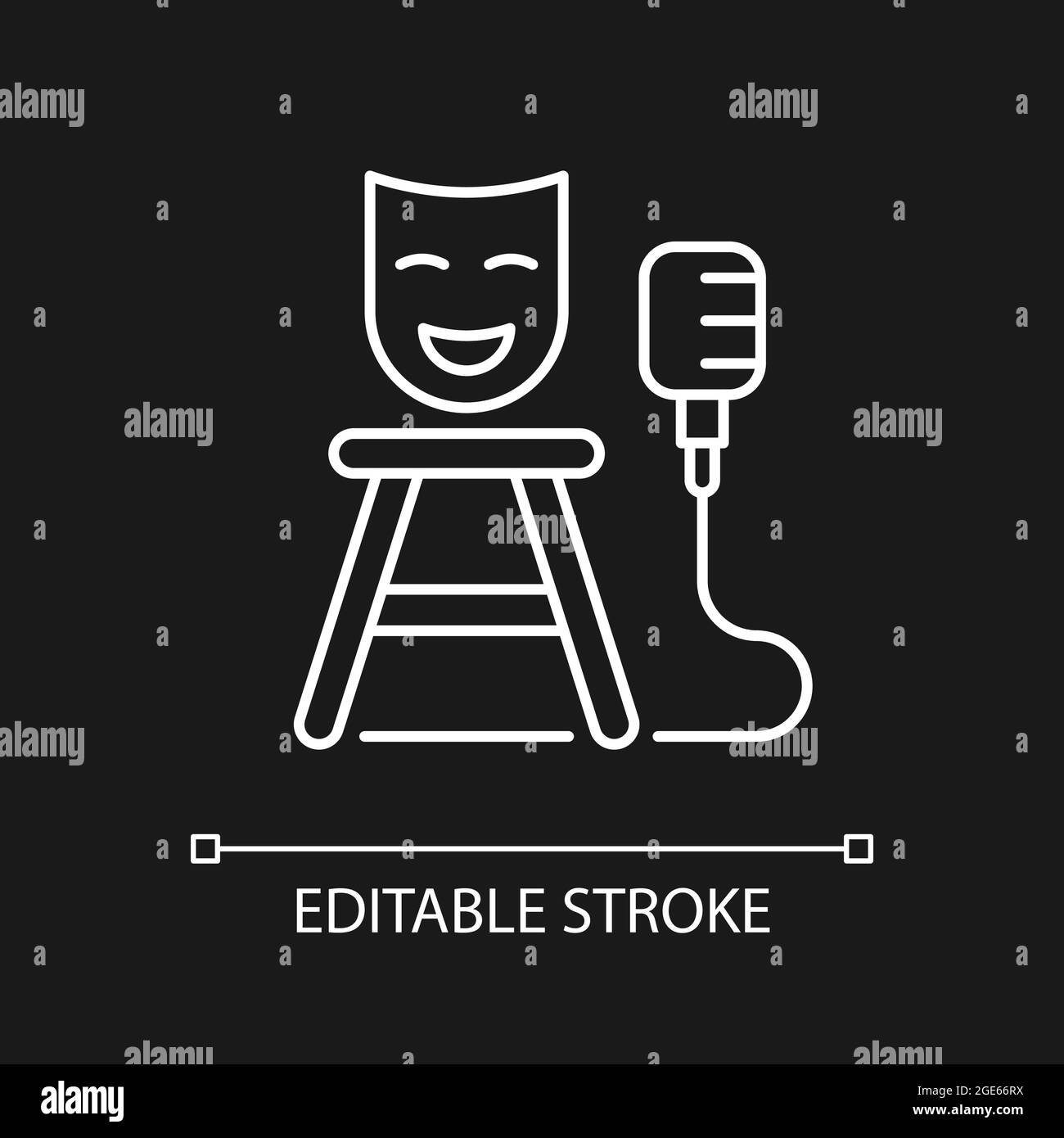 Stand up show white linear icon for dark theme Stock Vector Image & Art ...