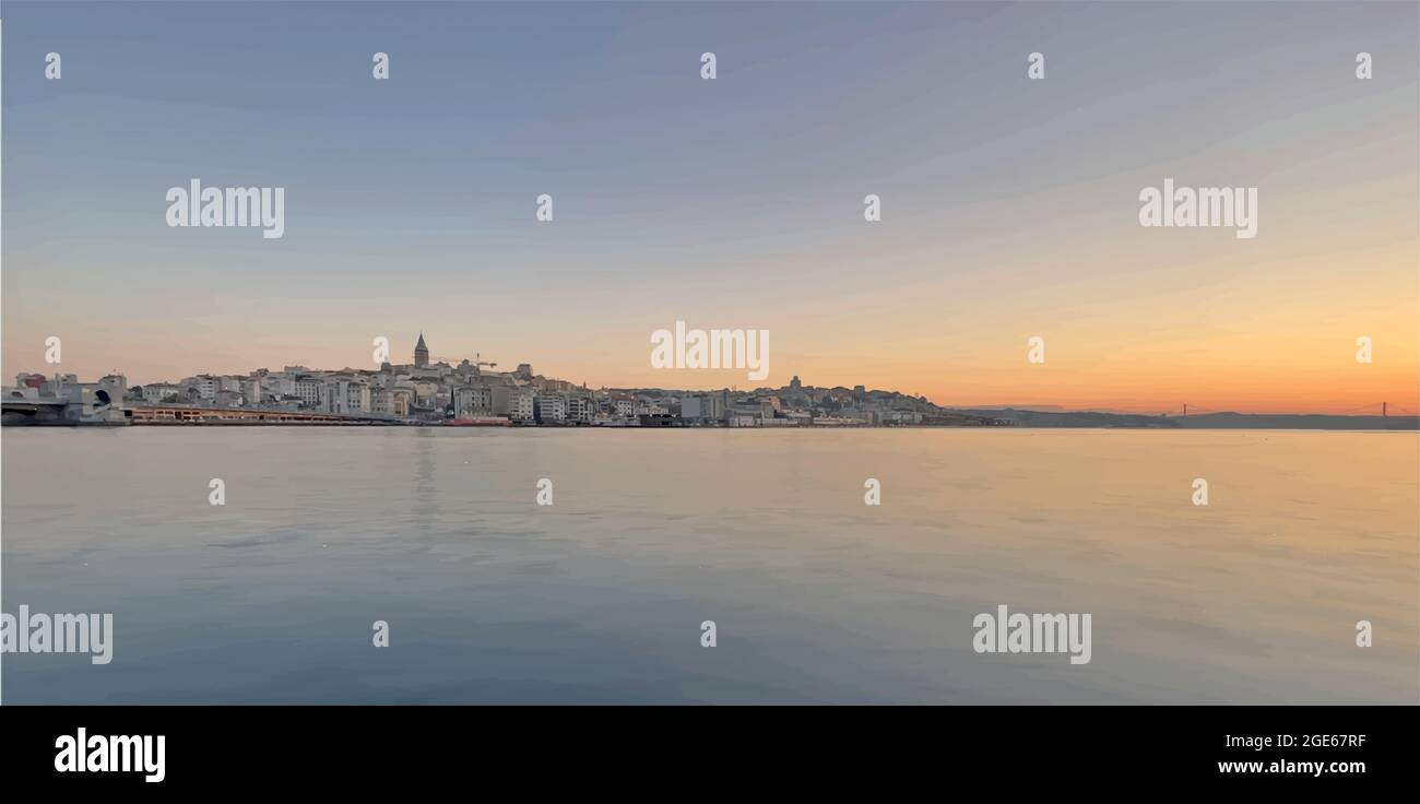 Panorama old town istanbul Stock Vector Images - Alamy