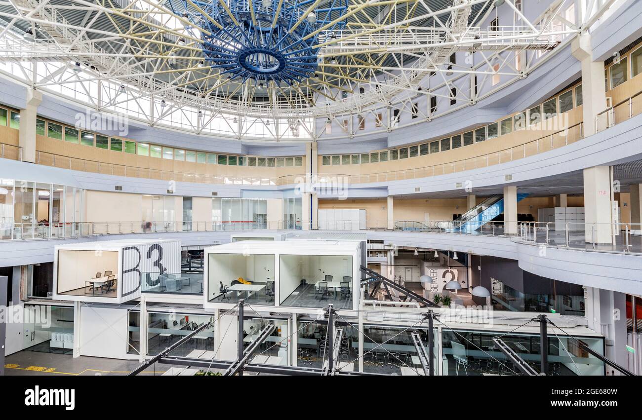 Block system in architecture. Modern office with isolated conference ...