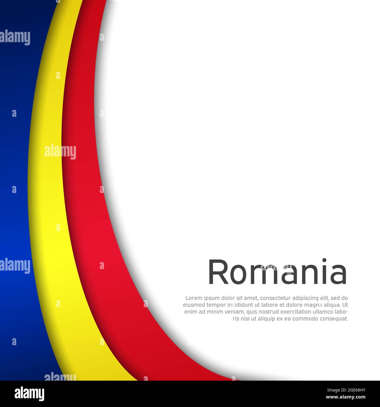 Abstract waving romania flag. Paper cut style. Creative background for ...