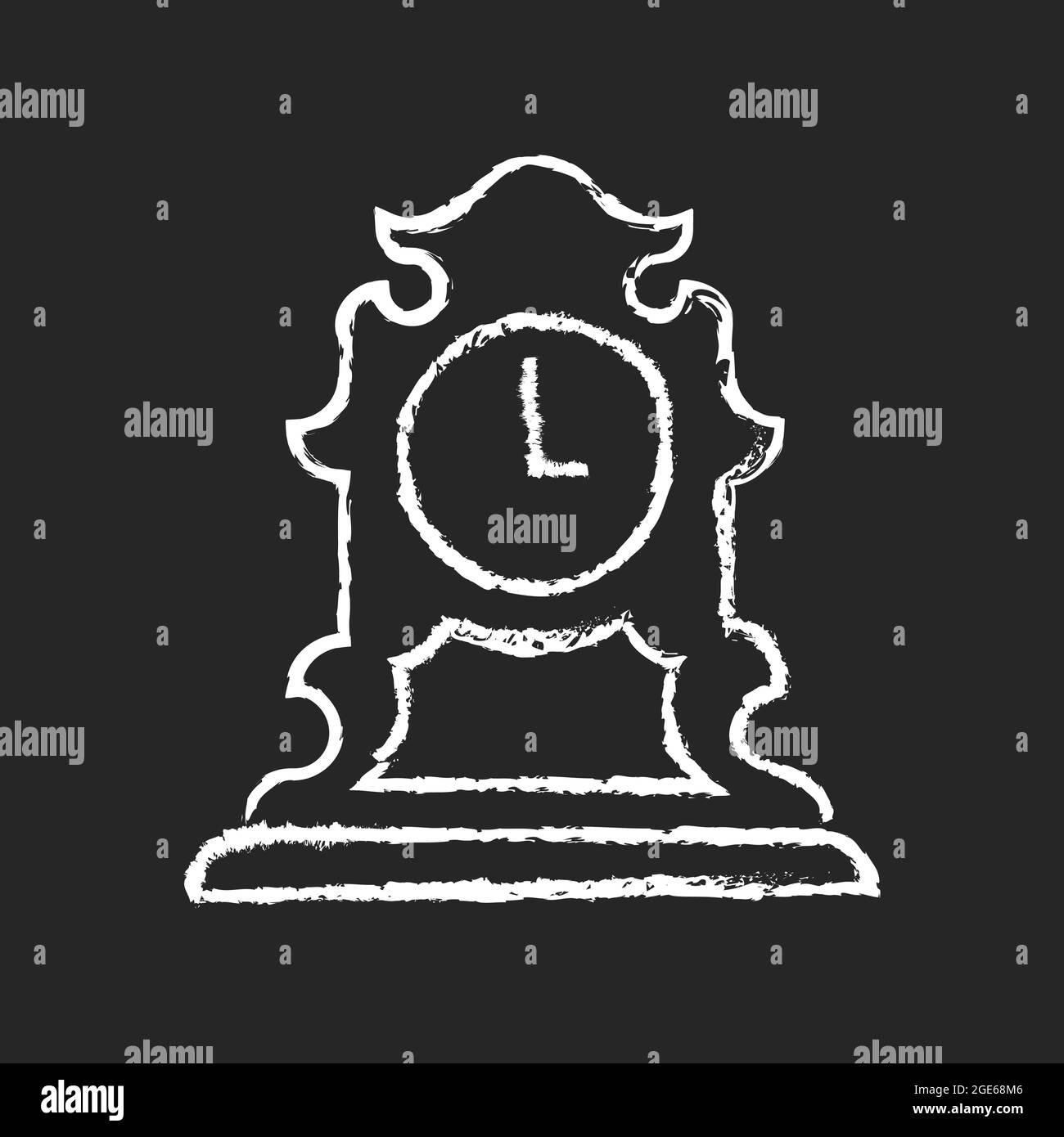 Vintage tabletop clock chalk white icon on dark background Stock Vector ...