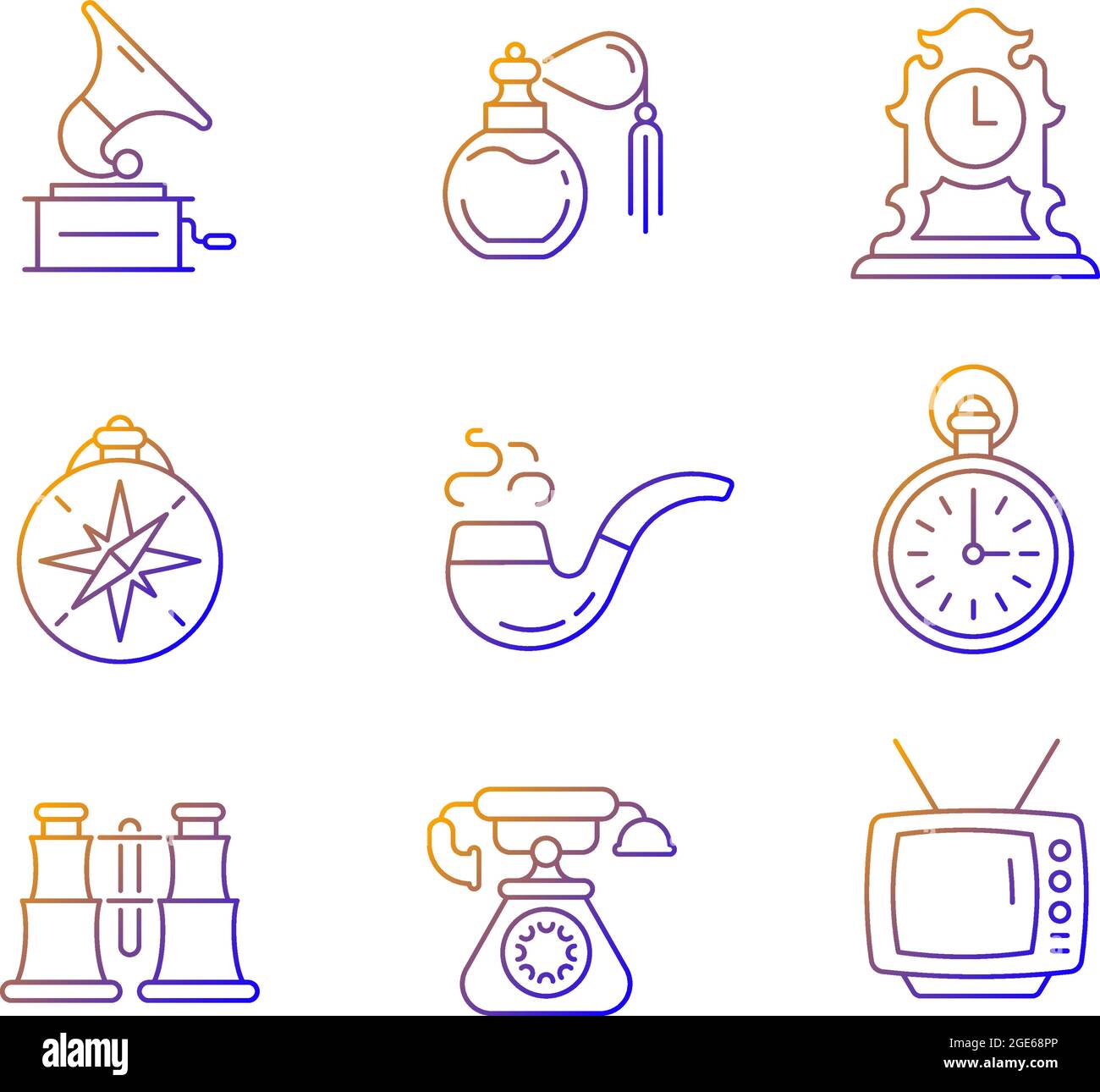 Retro Items Gradient Linear Vector Icons Set Stock Vector Image And Art Alamy