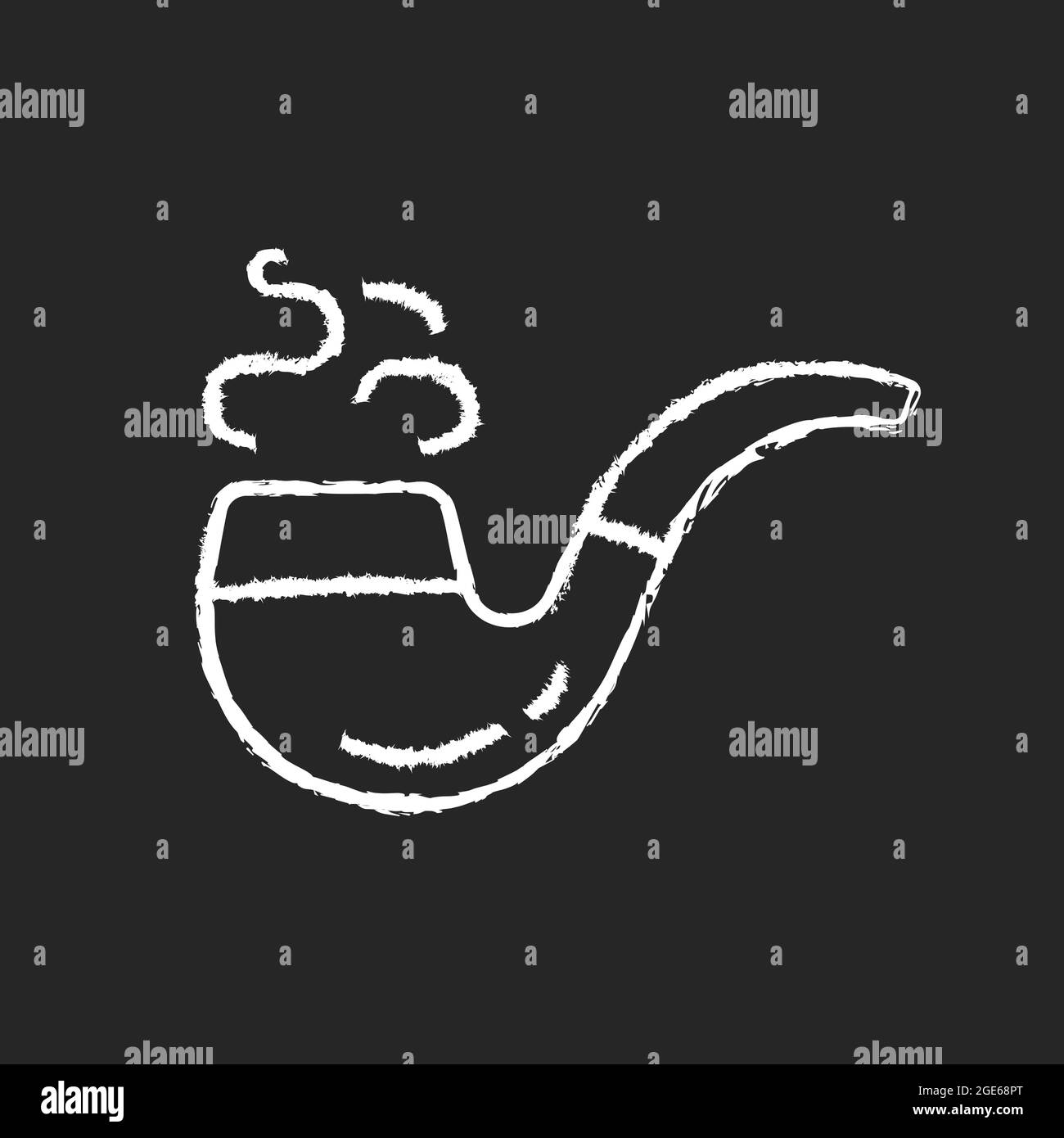 Vintage smoking pipe chalk white icon on dark background Stock Vector ...