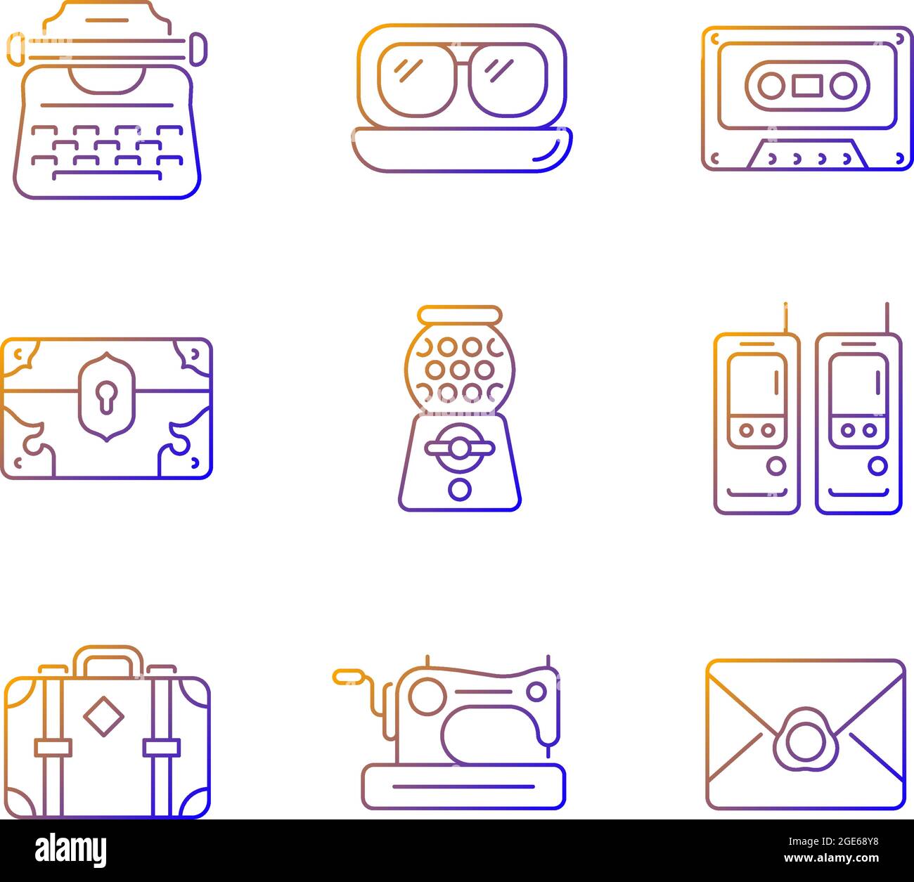 Vintage-inspired style gradient linear vector icons set Stock Vector Image & Art - Alamy