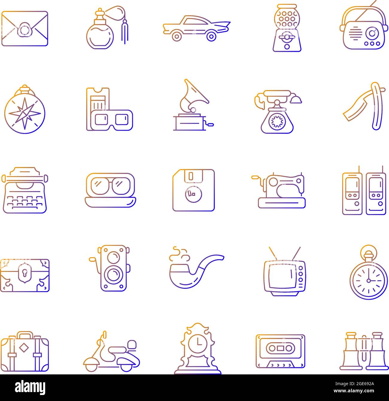 Vintage Style Gradient Linear Vector Icons Set Stock Vector Image And Art 2981