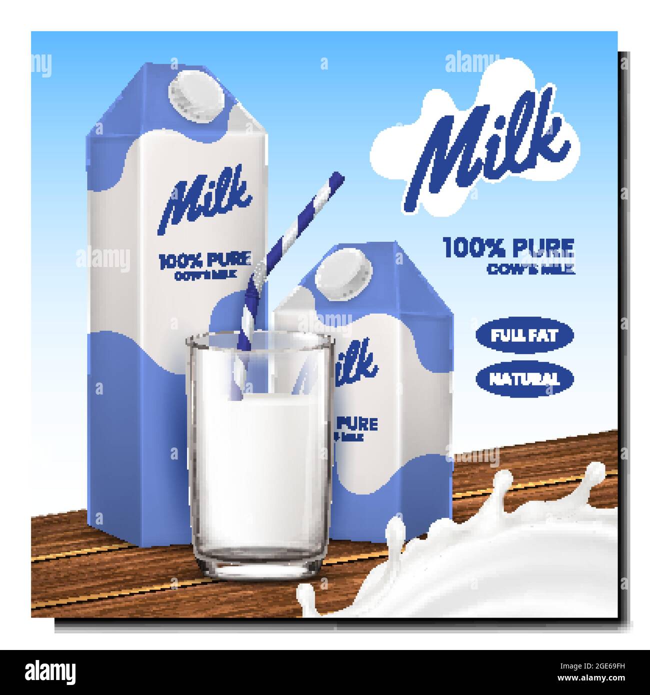 Milk Dairy Product Creative Promo Poster Vector Stock Vector Image ...