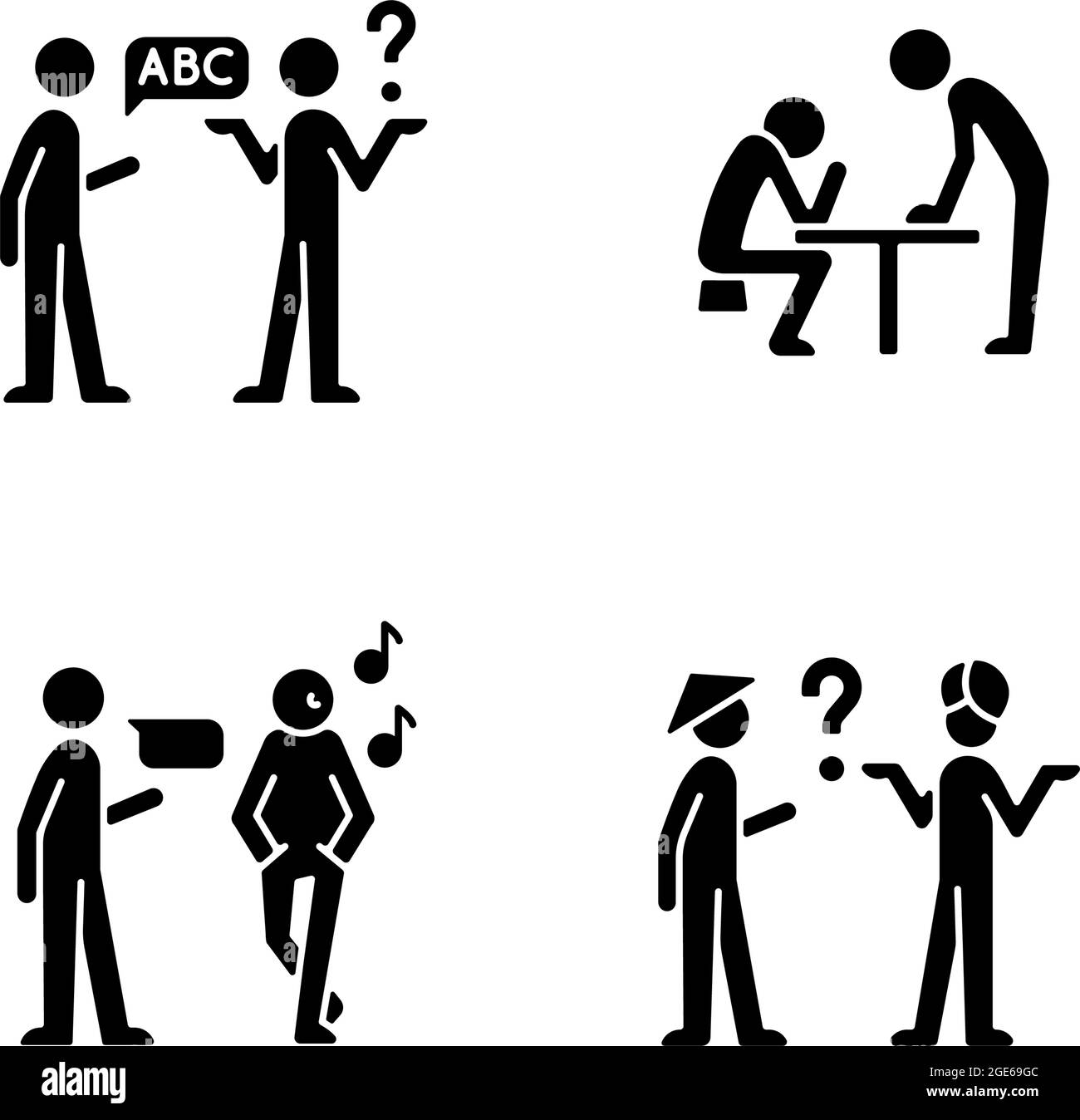 Communicating information effectively black glyph icons set on white ...