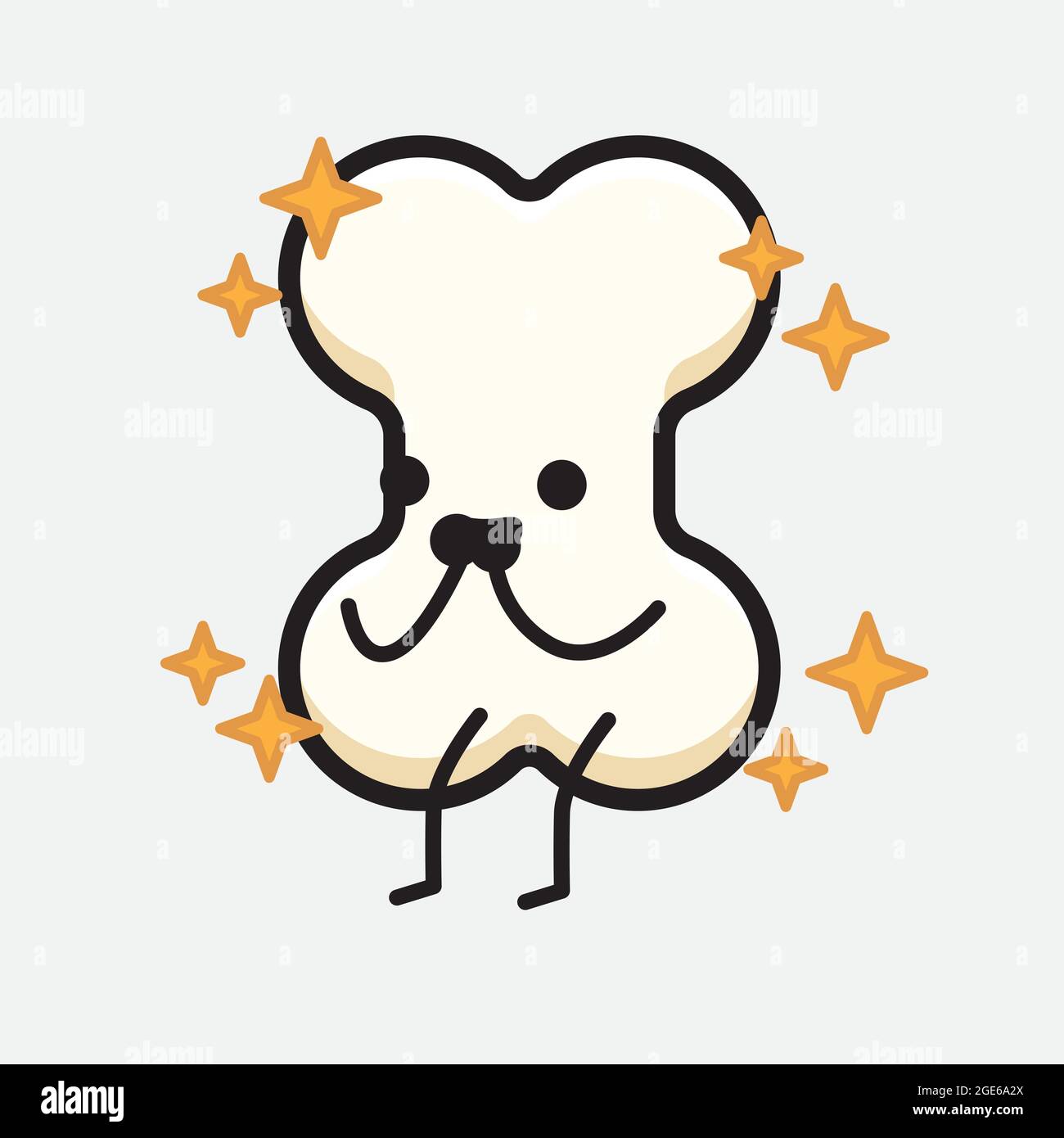 Vector Illustration of Bone Character with cute face and simple body ...
