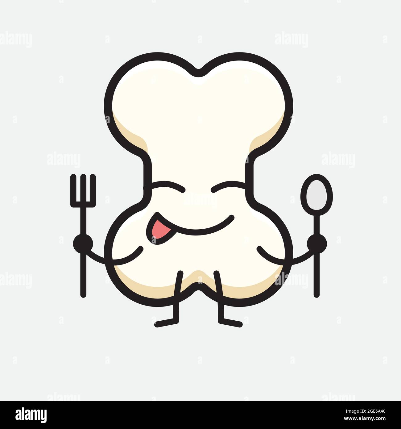 Vector Illustration of Bone Character with cute face and simple body ...