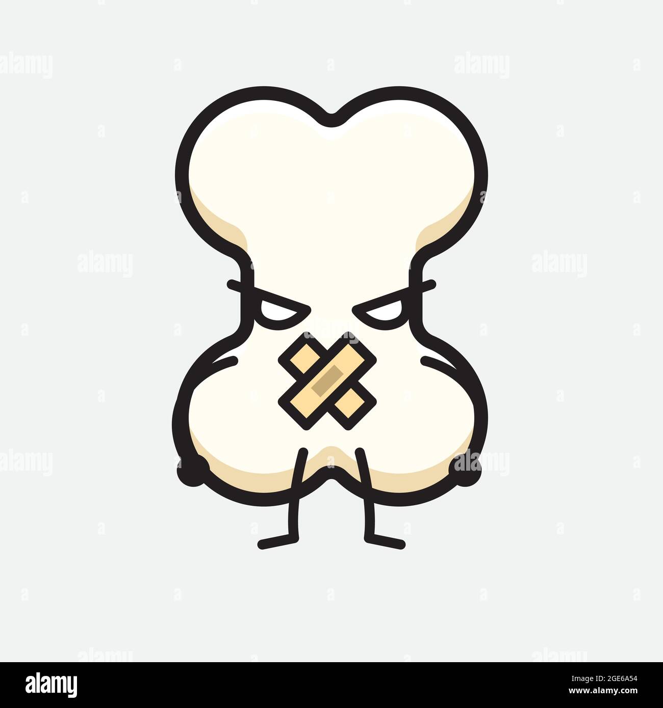 Vector Illustration of Bone Character with cute face and simple body ...