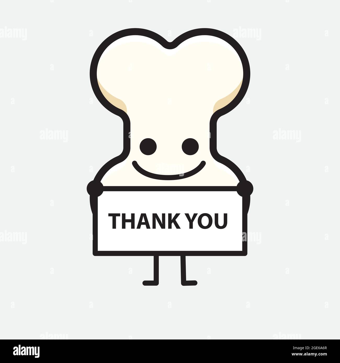 Vector Illustration of Bone Character with cute face and simple body ...