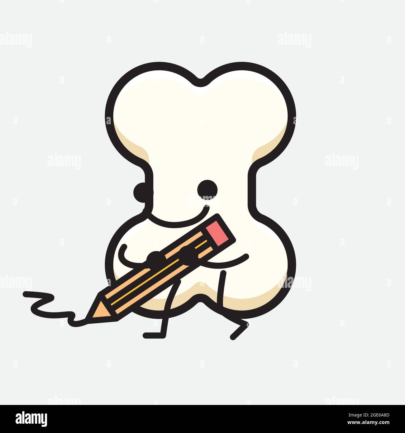 Vector Illustration of Bone Character with cute face and simple body ...