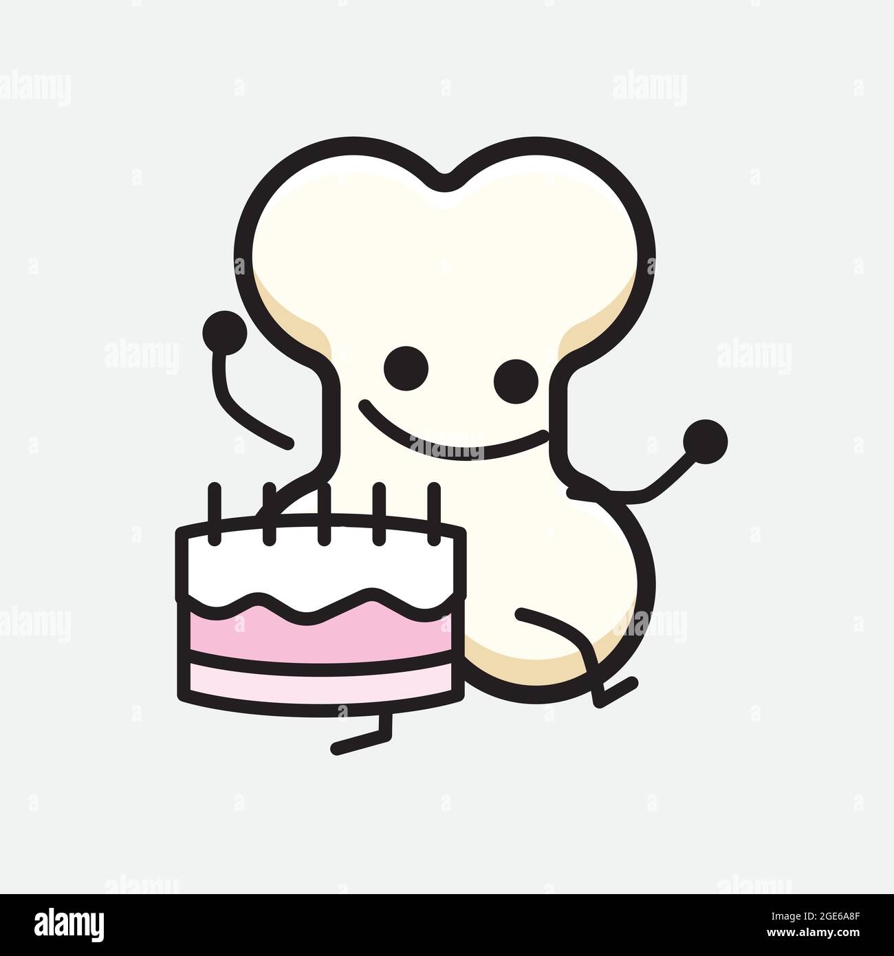 Vector Illustration of Bone Character with cute face and simple body ...
