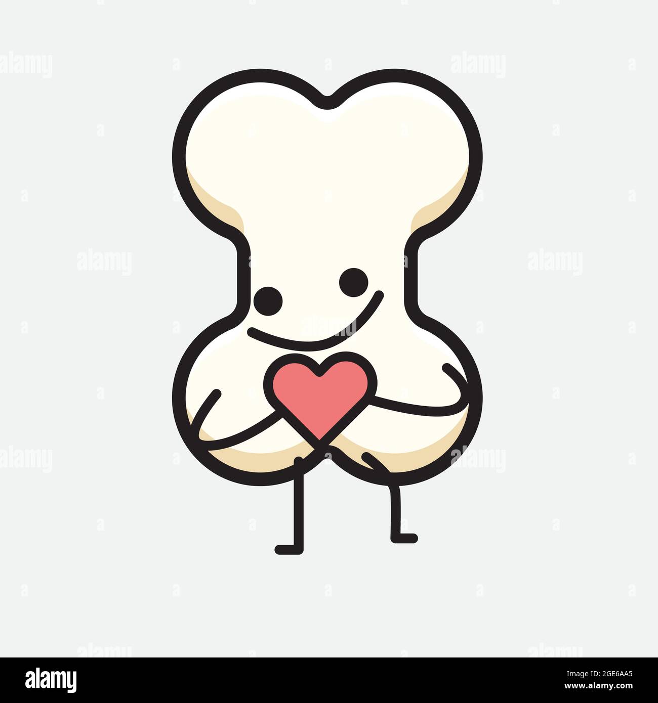 Vector Illustration of Bone Character with cute face and simple body ...