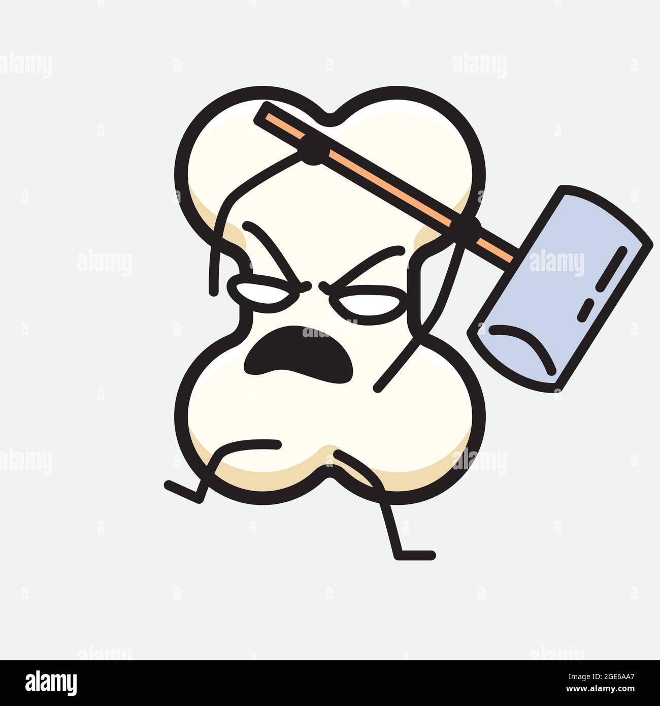Vector Illustration of Bone Character with cute face and simple body ...