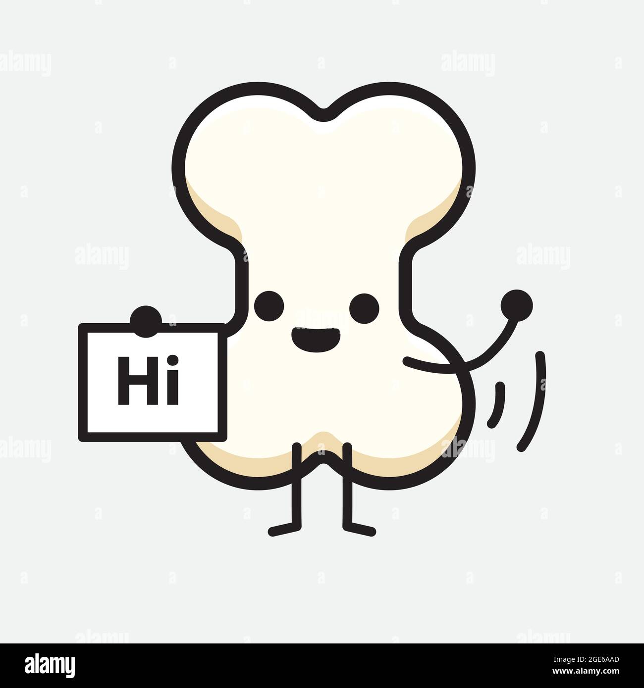 Vector Illustration of Bone Character with cute face and simple body ...