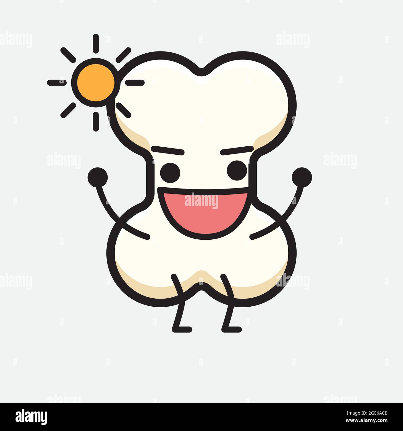 Vector Illustration of Bone Character with cute face and simple body ...