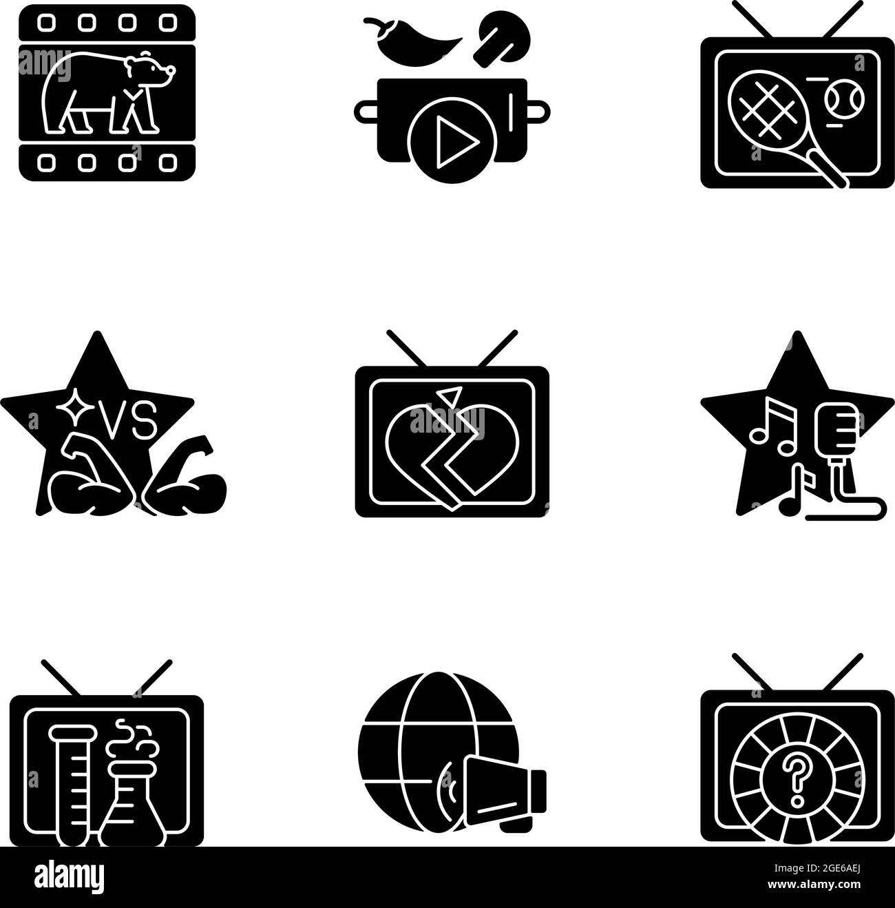 TV black glyph icons set on white space Stock Vector Image & Art - Alamy