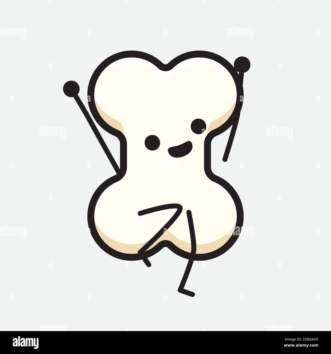 Vector Illustration of Bone Character with cute face and simple body ...