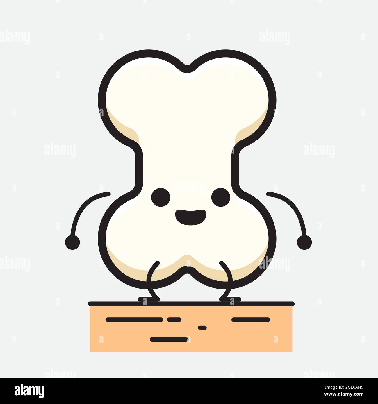 Vector Illustration of Bone Character with cute face and simple body ...