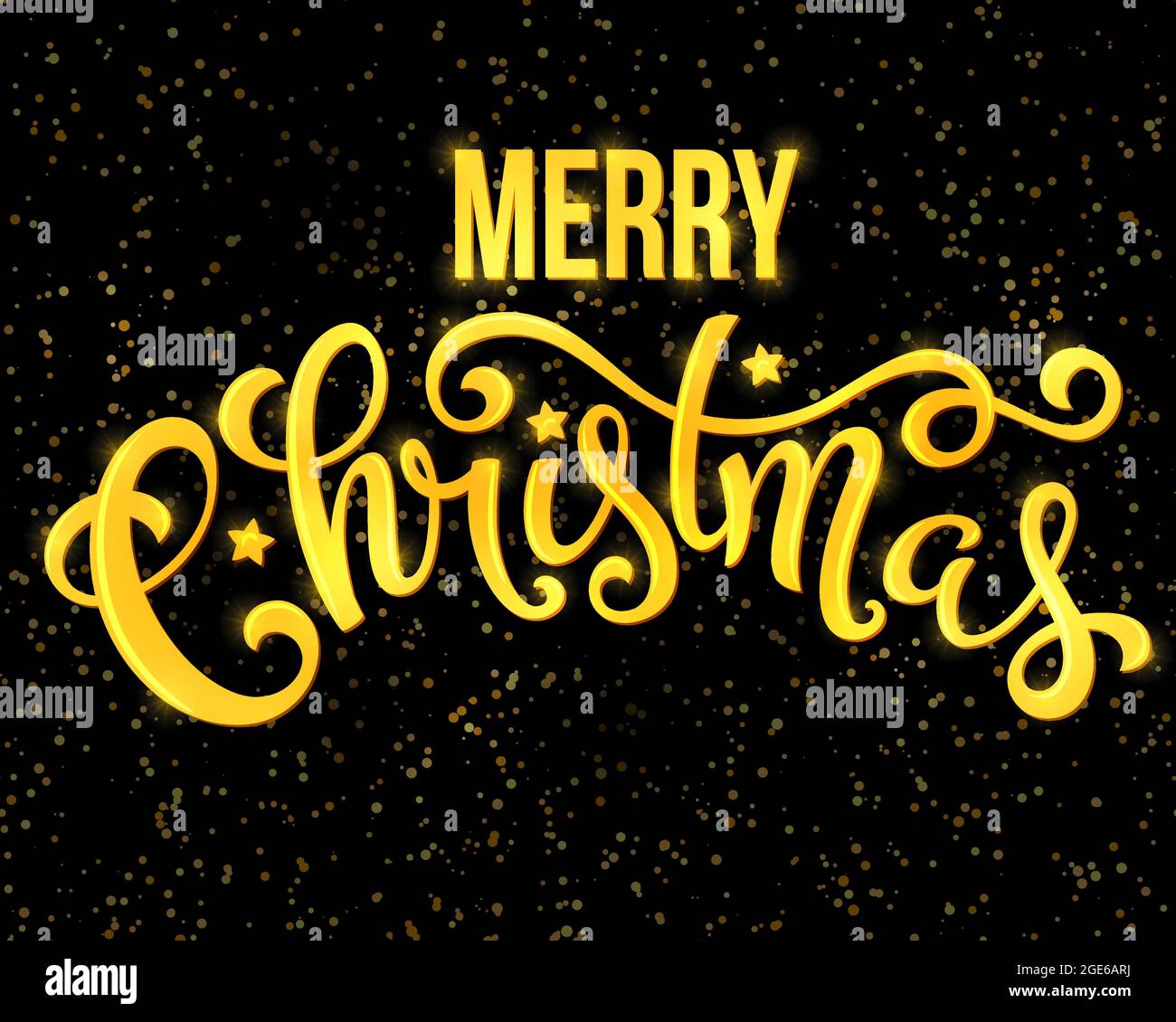 Merry Christmas poster with hand-drawn lettering, vector illustration ...
