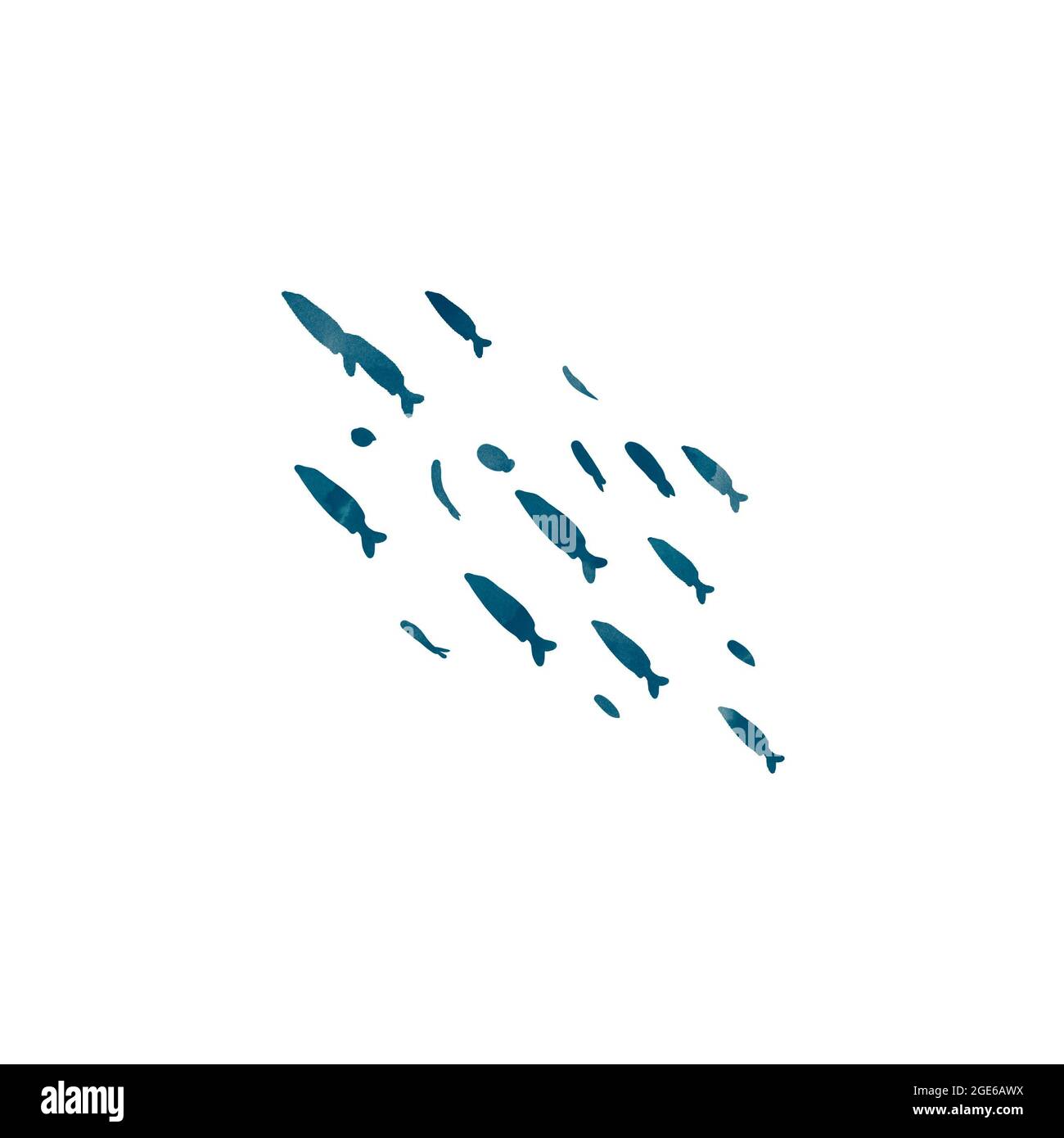 Watercolor fish's. Schools of tropical blue fish. Undersea world Stock ...