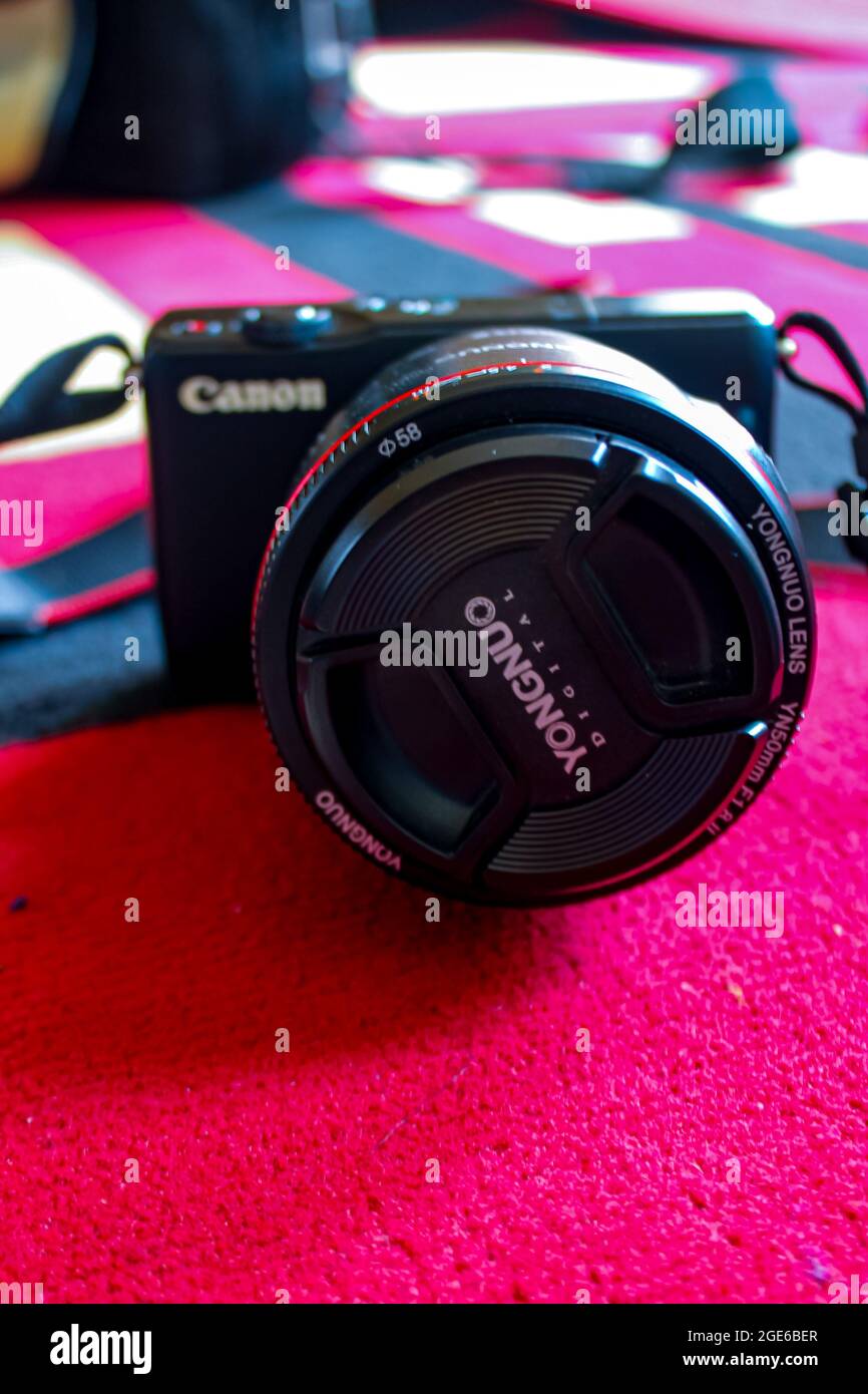 Lampung, Indonesia - August 11, 2021 : Canon camera in black with red ...