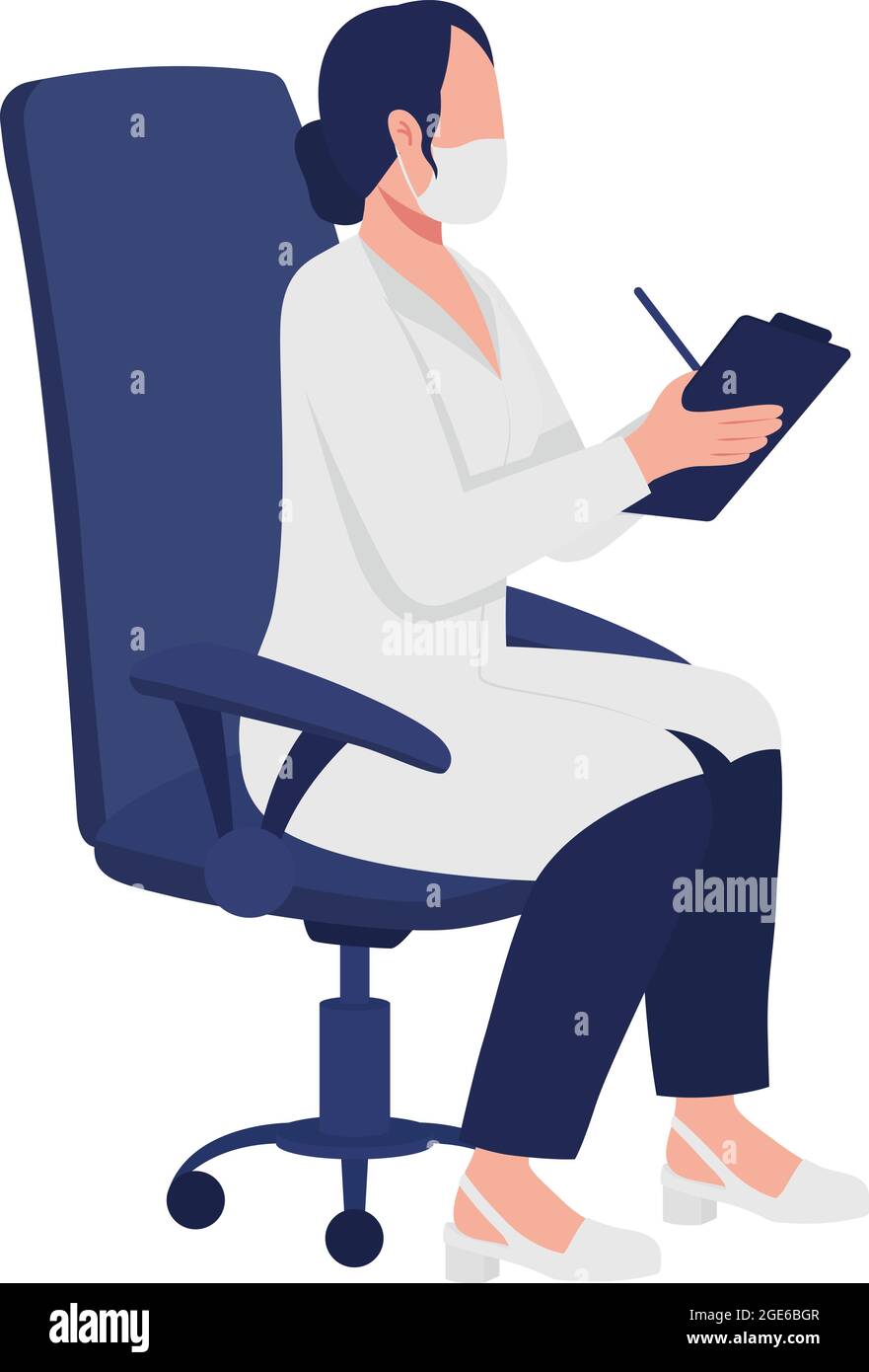 Medical specialist writing patient records semi flat color vector ... Medical specialist writing patient records semi flat color vector ...