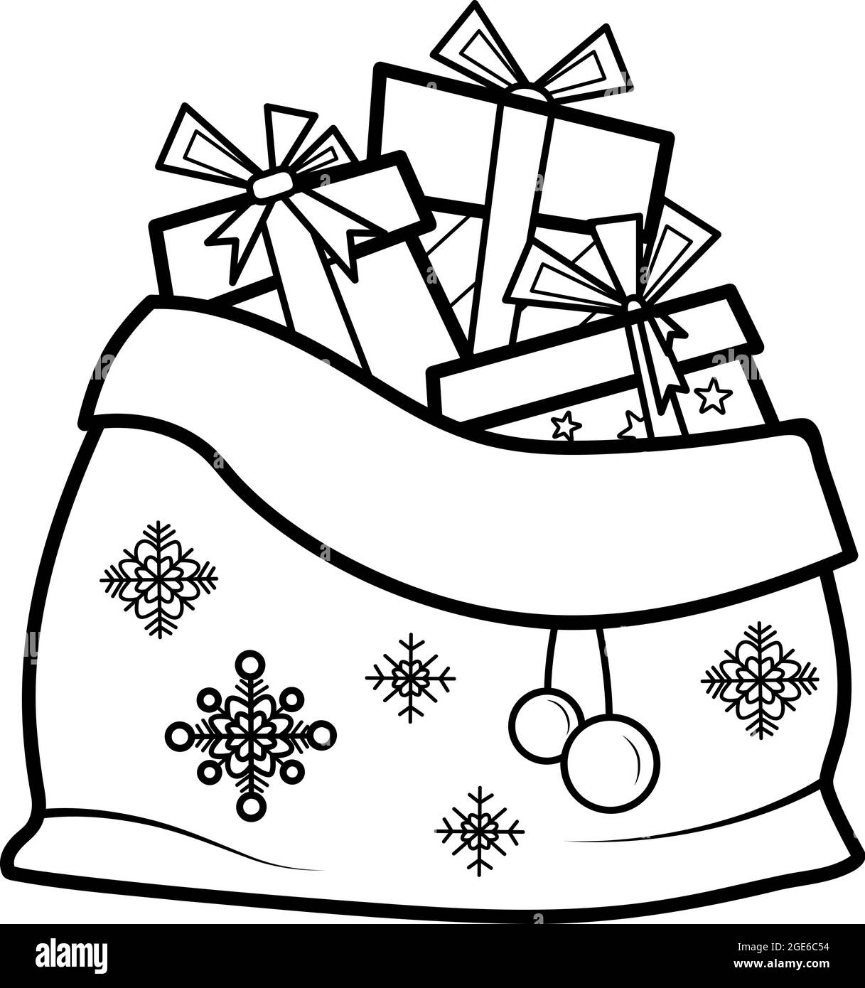 Christmas coloring book or page for kids. Christmas bag with gifts ...