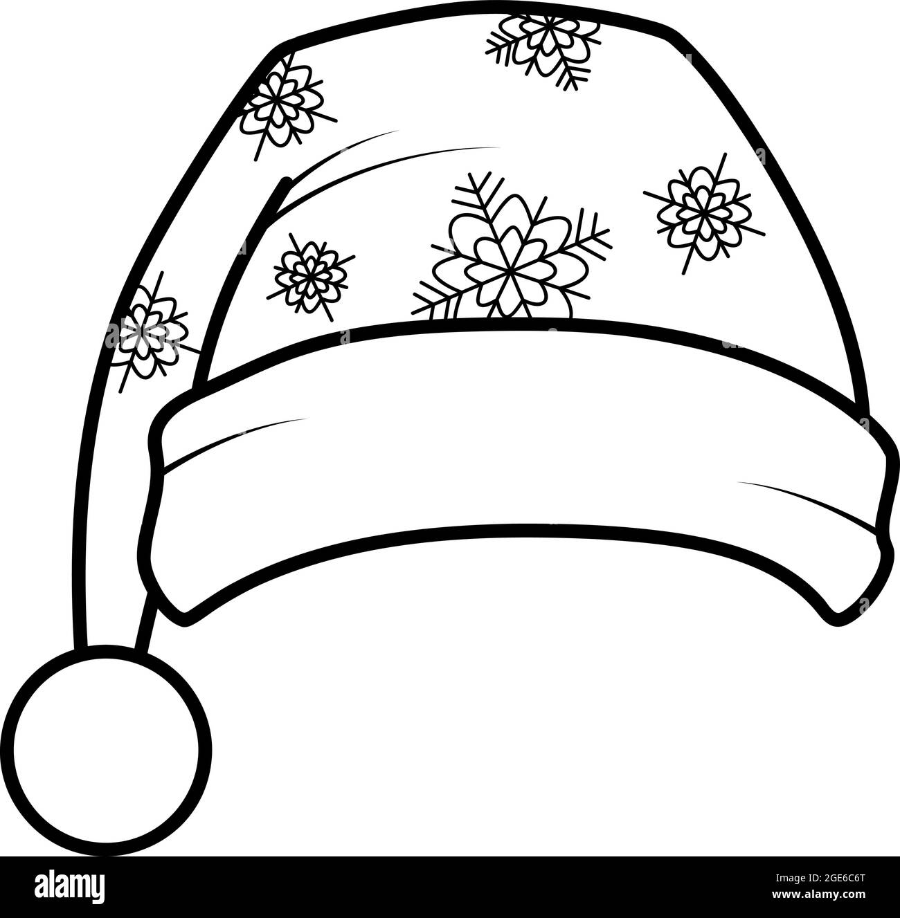 Christmas coloring book or page for kids. Santa hat black and white ...