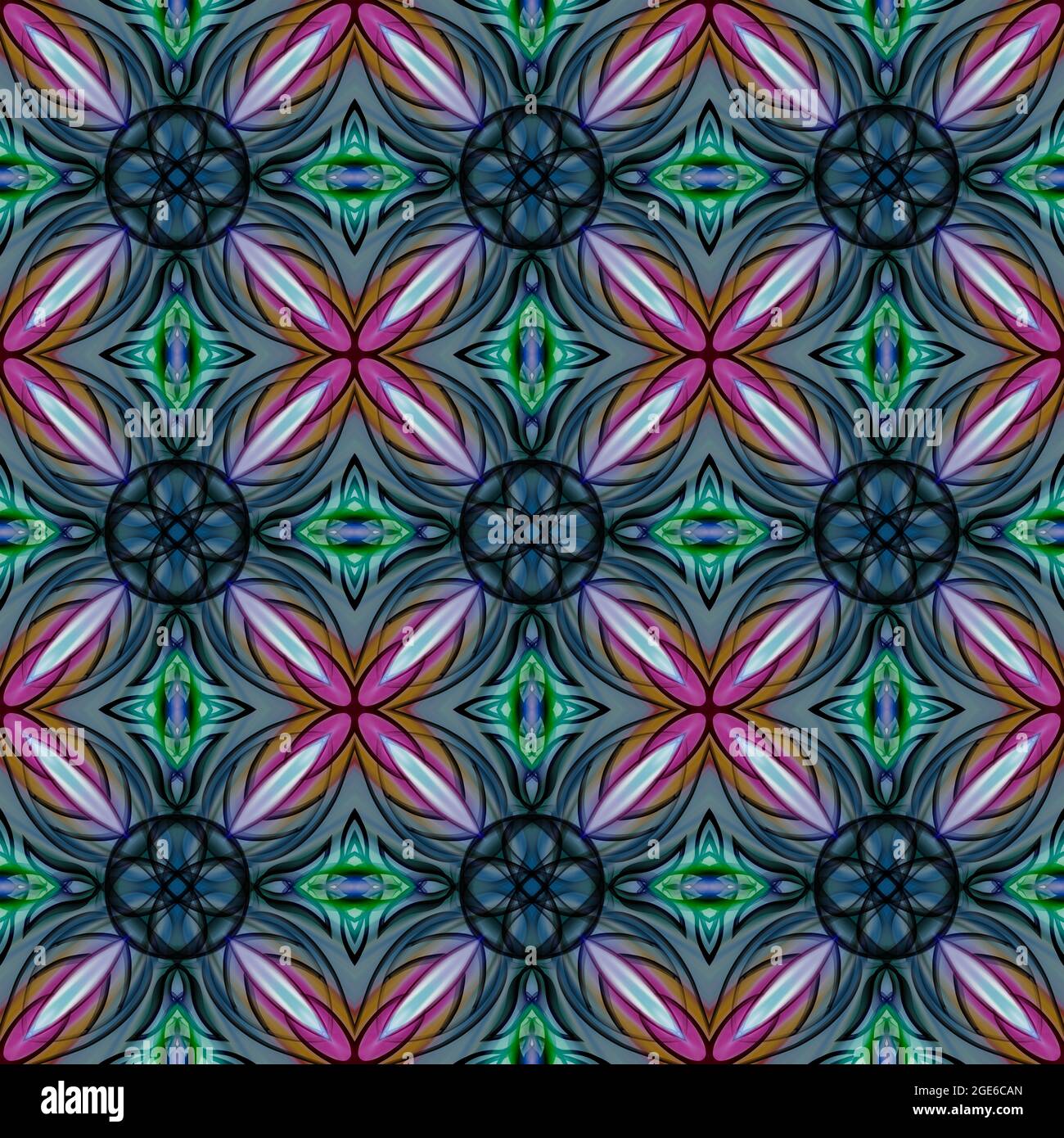 Seamless abstract geometric floral surface pattern in vivid colors ...