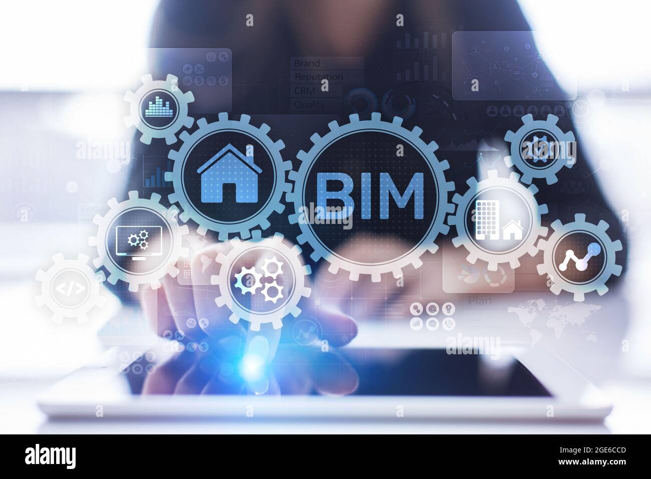 BIM Building Information Modeling Technology concept on virtual screen ...