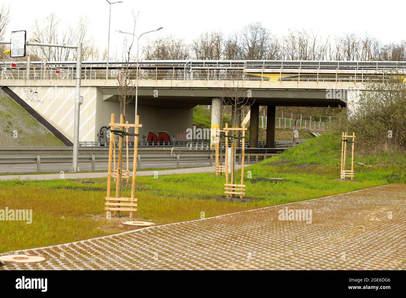 A new bridge over the newly built downtown road Stock Photo - Alamy