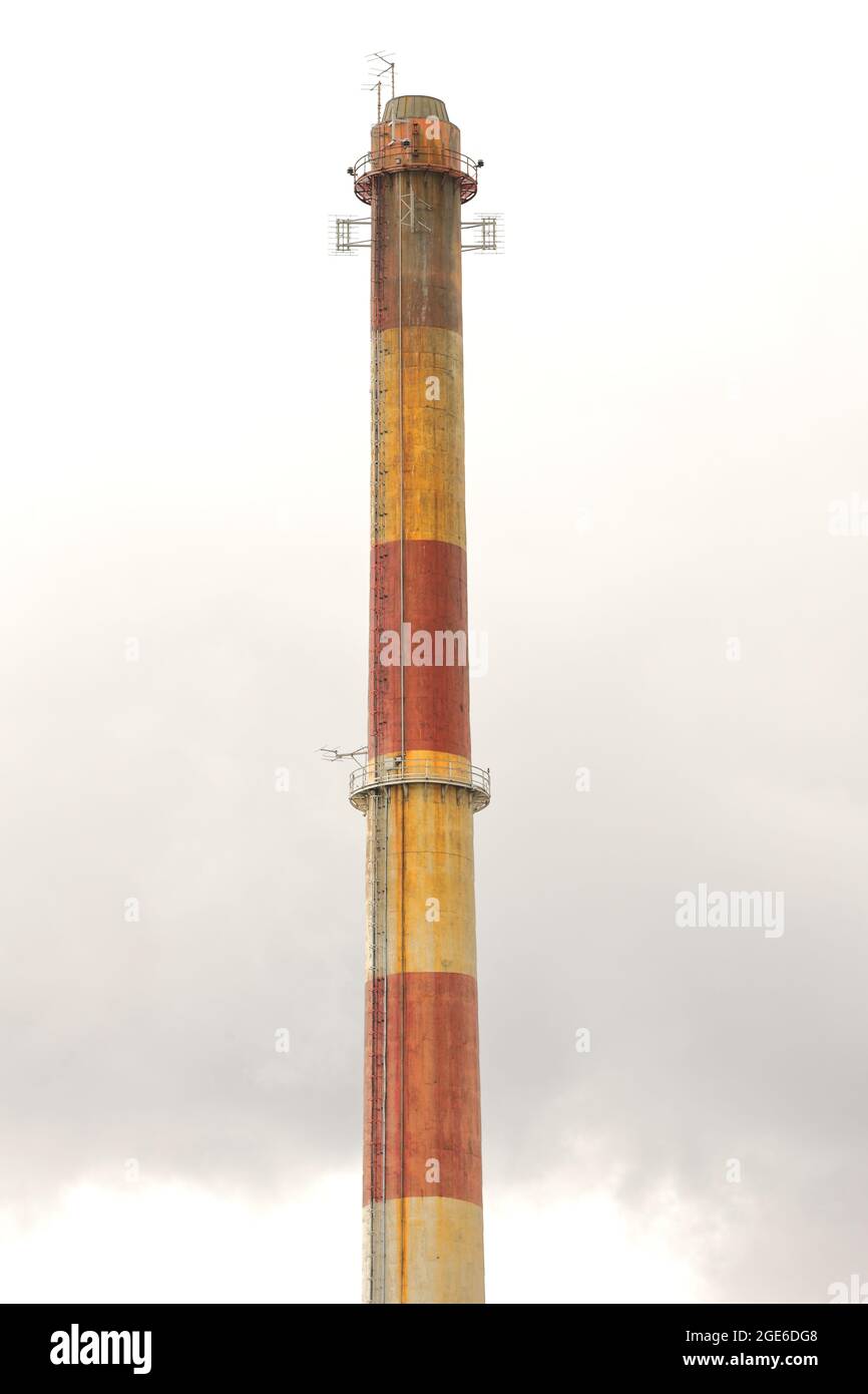 Huge chimney of the municipal heat and power plant Stock Photo - Alamy