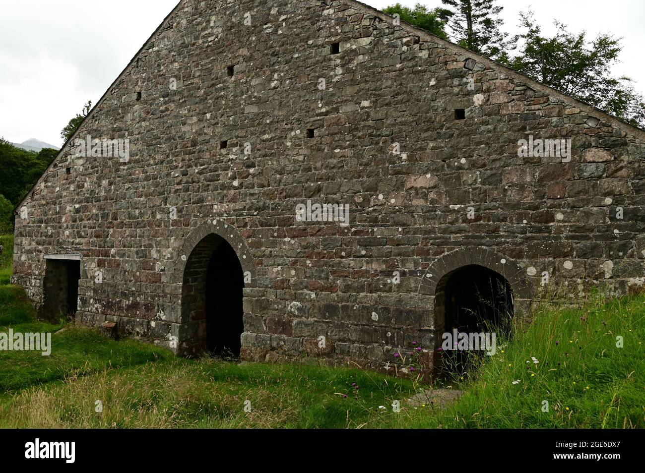 A view of the ruins of an old Iron Furnace in Bonawe near Oban in ...