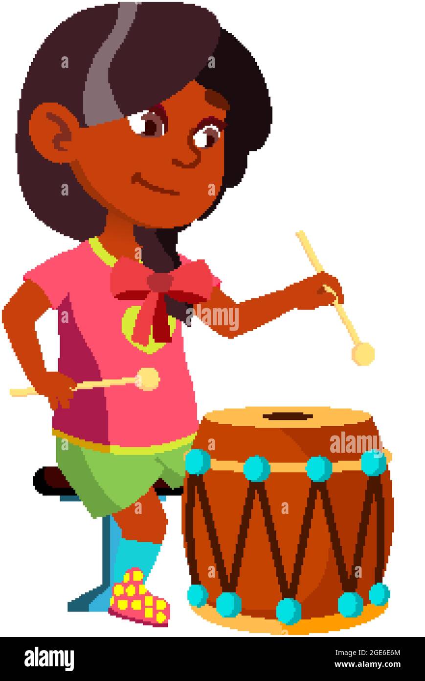 Kid Playing Drums Clipart