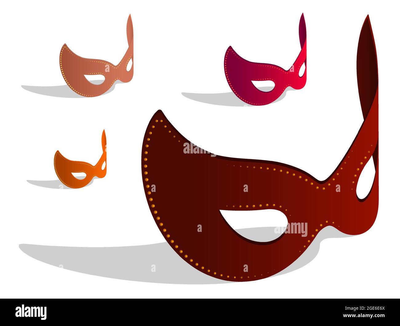 set of Isometric Venetian carnival eye mask. Theatrical female mask ...
