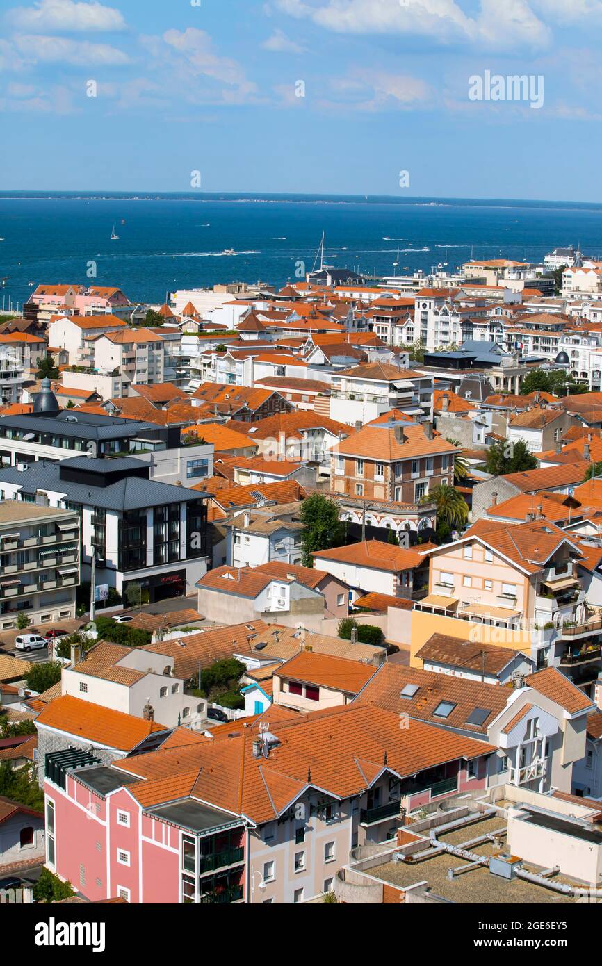 Arcachon (south western France): overview of the city and the bay from ...