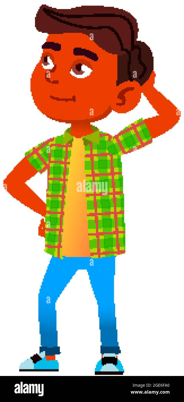 Preteen Boy Thinking For Solving Problem Vector Stock Vector Image ...