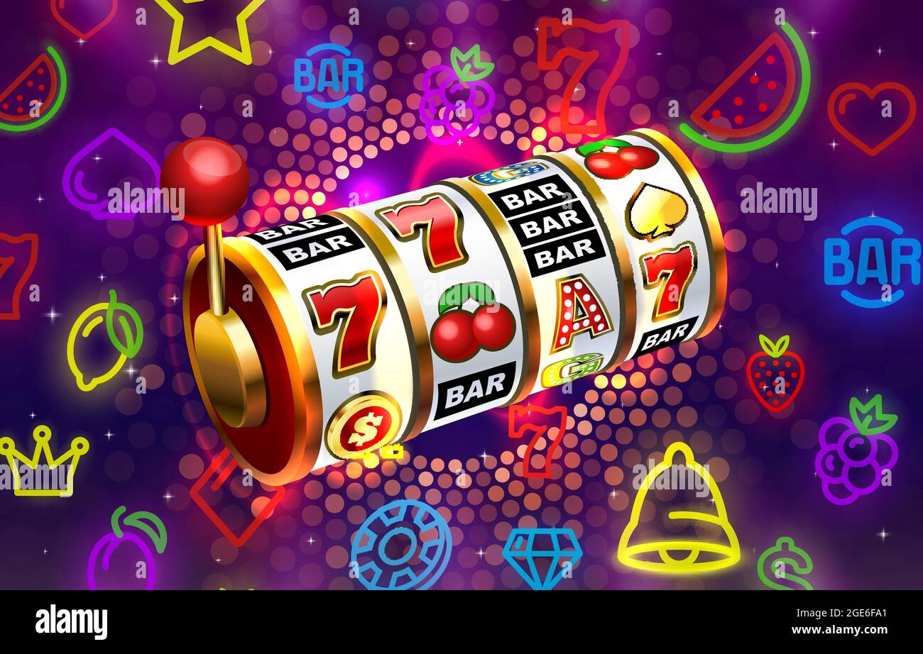 Casino slots icons, slot sign machine, night Vegas. Vector illustration ...