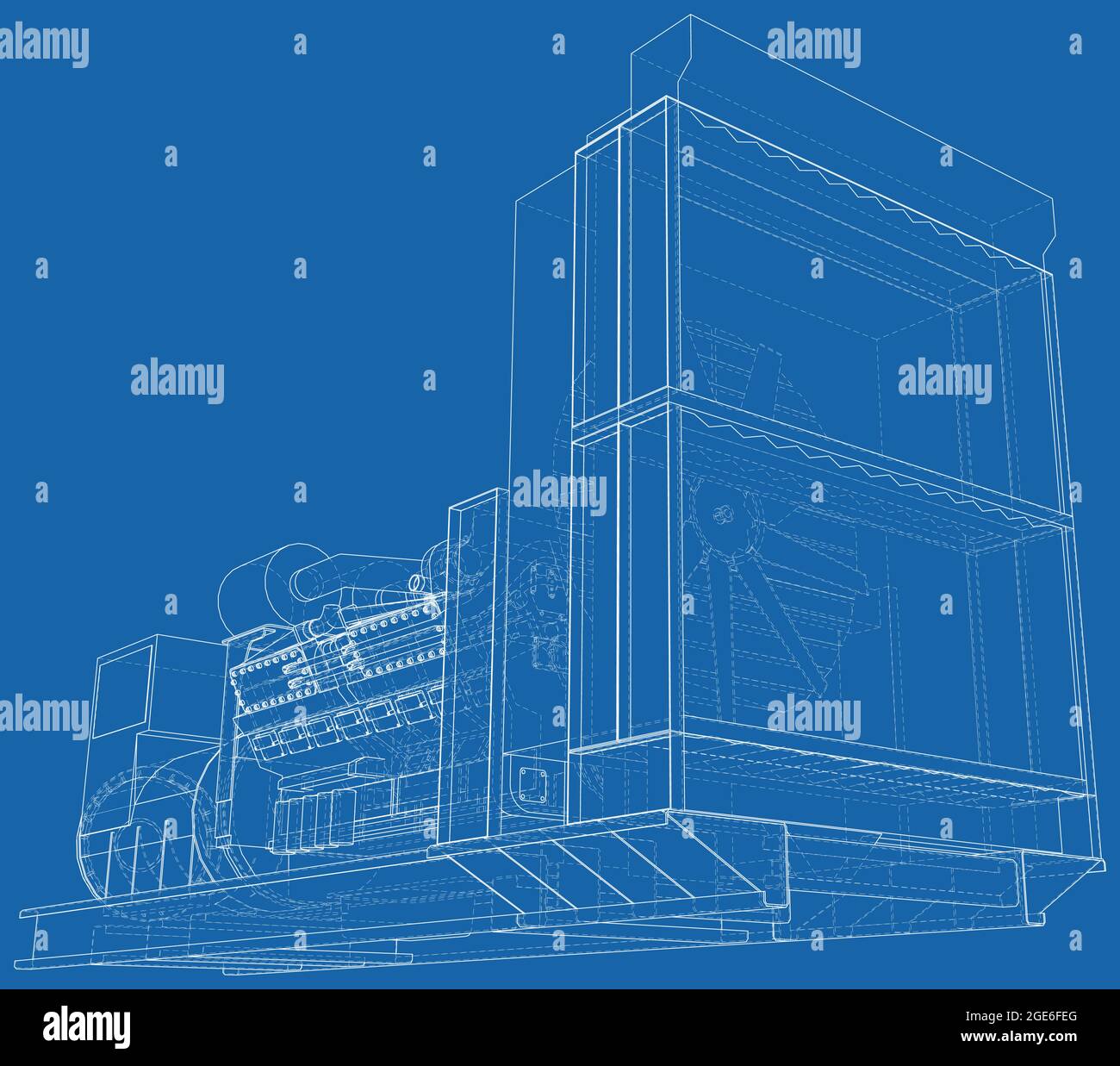 Generator. Diesel and gas industrial electric generator. The layers of ...