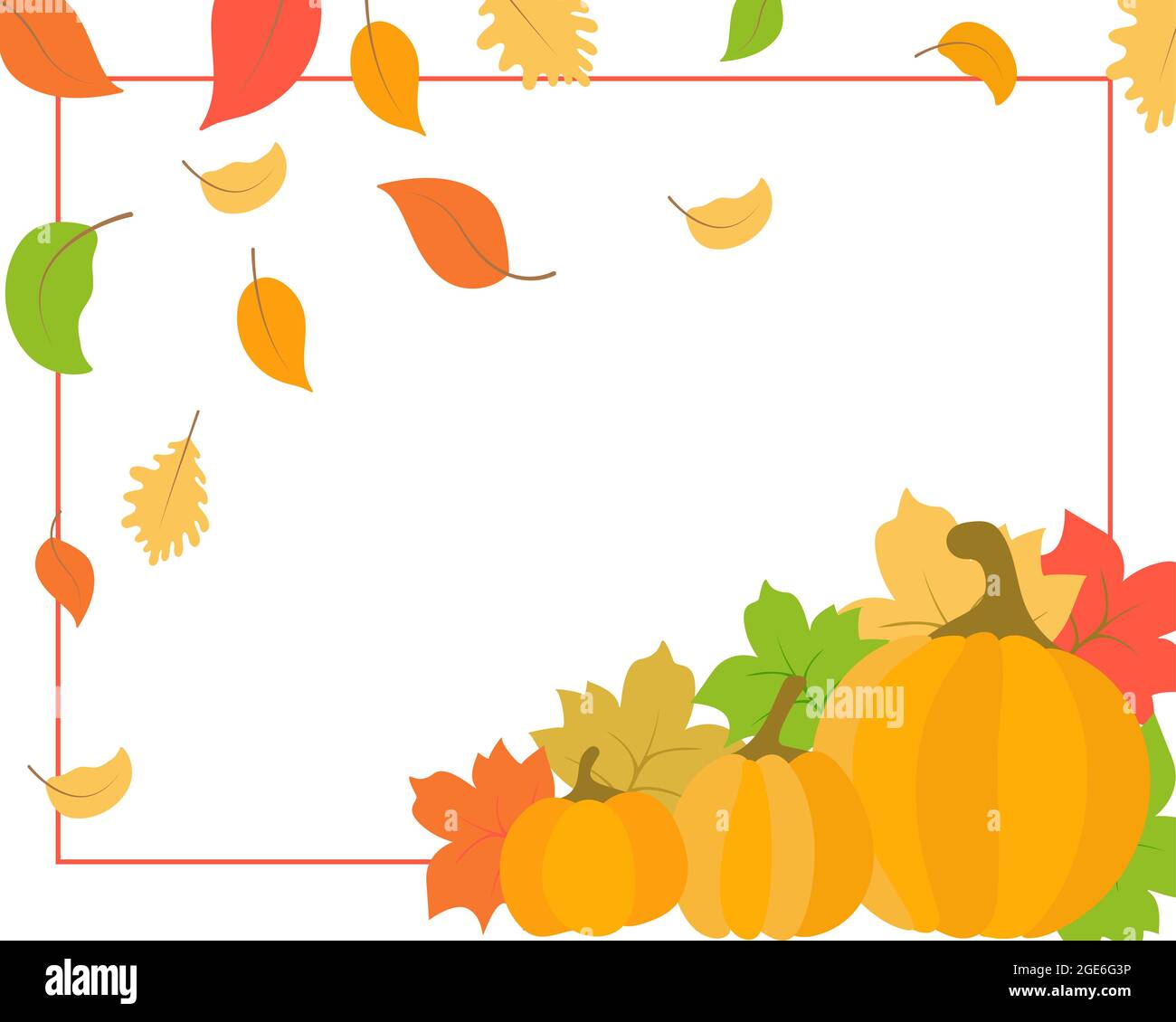Autumn background with leaves and pumpkins vector illustration. Bright ...